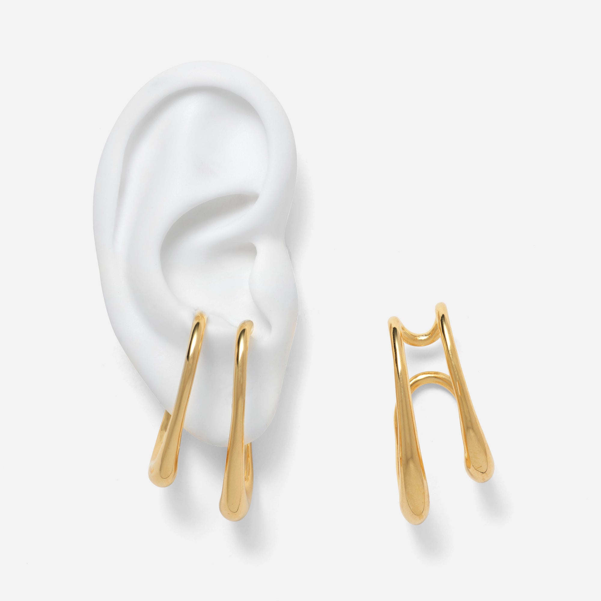 Double Lair Ear Cuffs in Gold | Large Hoop Ear Cuffs by Lady Grey