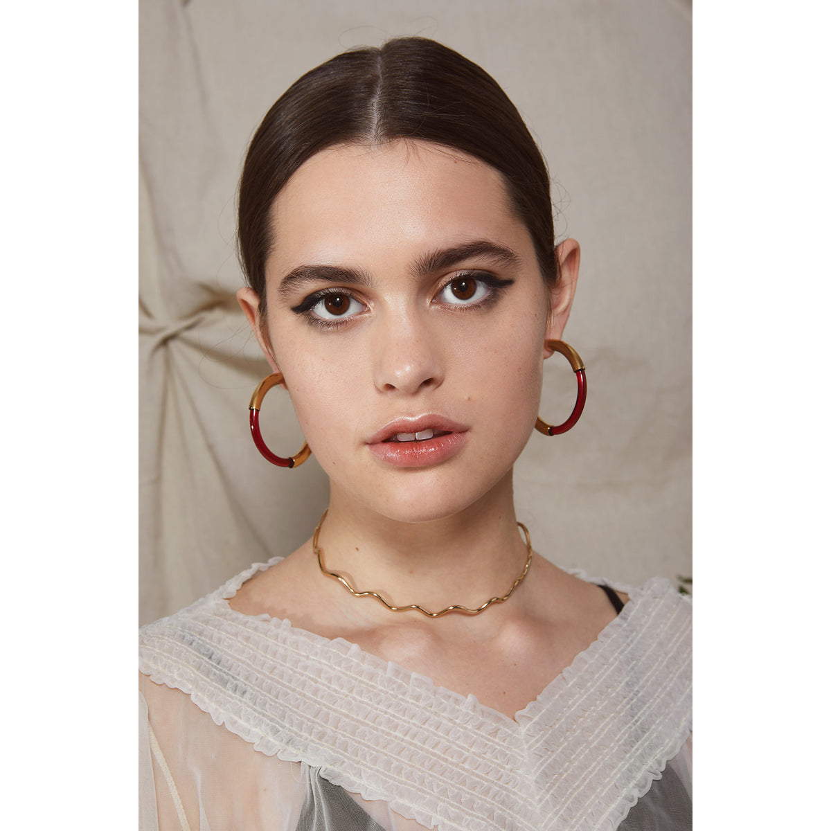 Mirage Hoops in Gold and Red