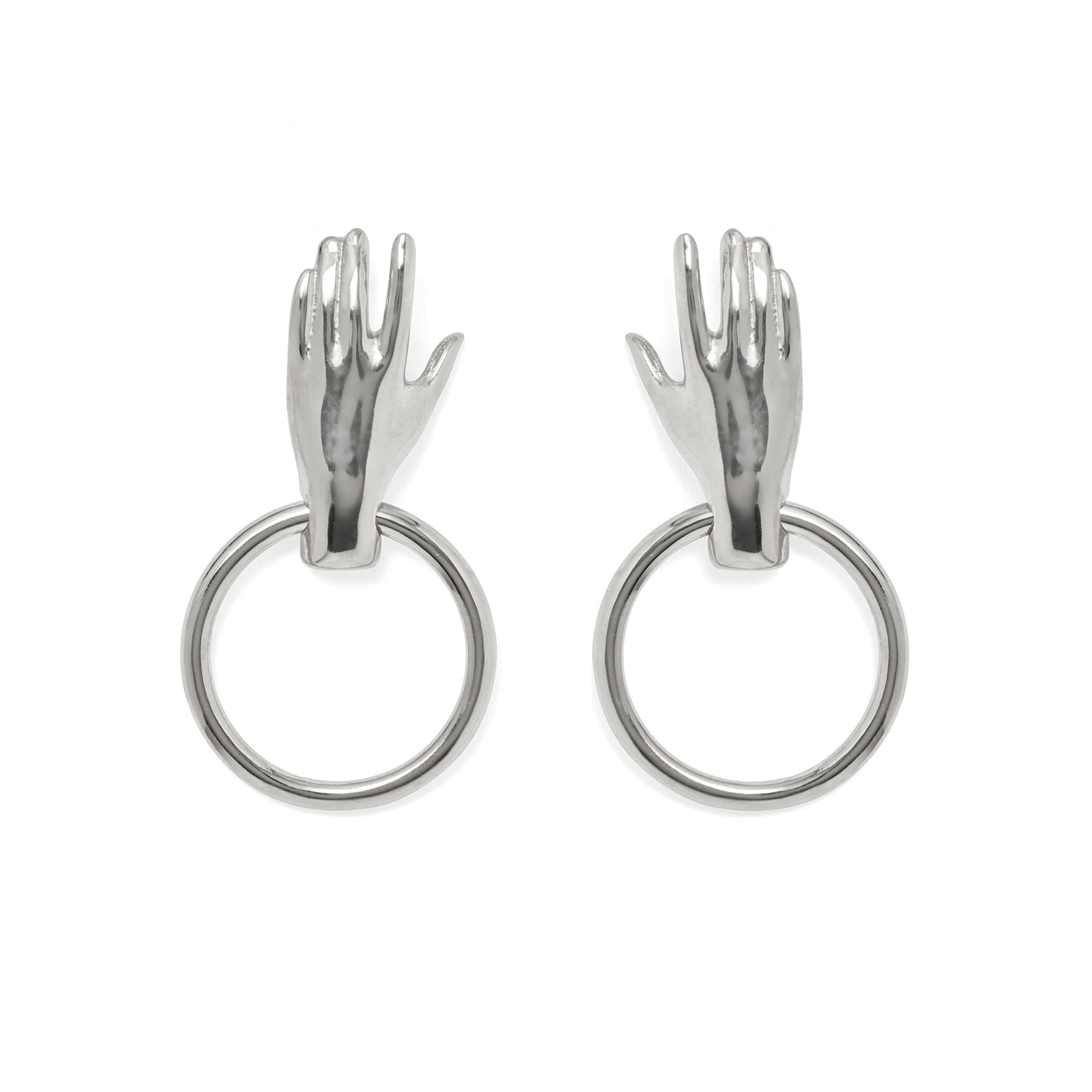 Hand Hoop Earring in Silver